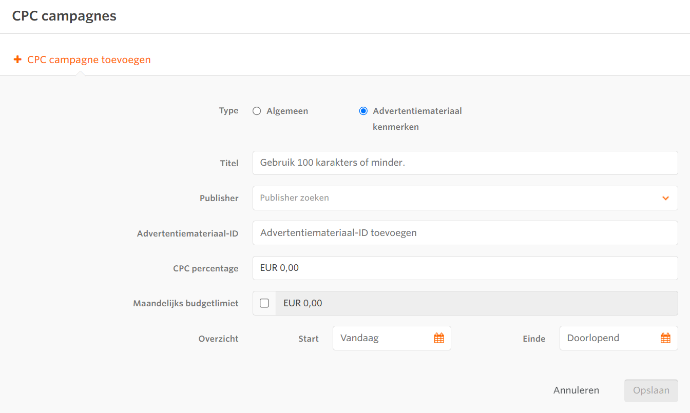 Hoe kan ik een CPC campagne opzetten?