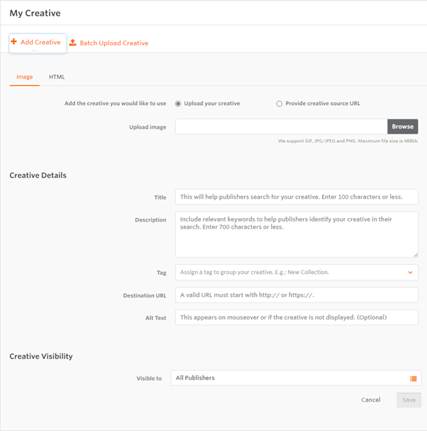 How do I upload banner creative?