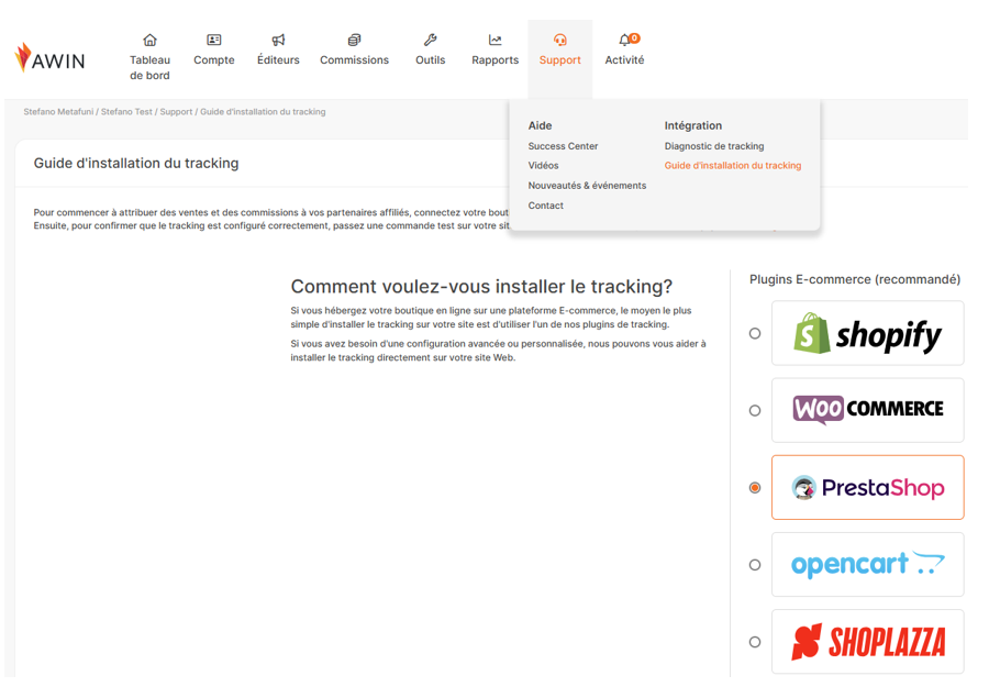 Comment intégrer ma boutique PrestaShop au tracking Awin